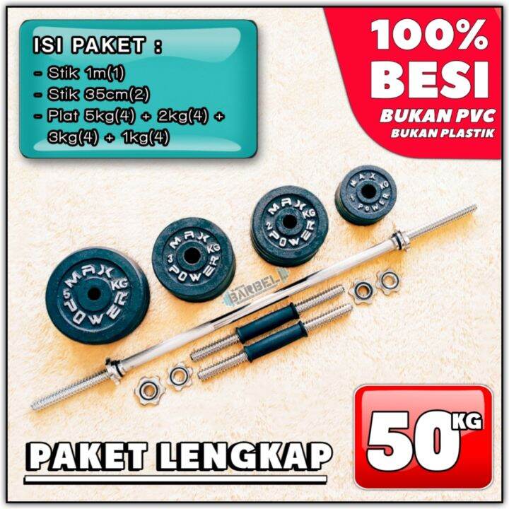 Barbel 50Kg All in 1 - Dumbbell Set 50kg - Dumbell 50Kg - Dumble 50Kg | Lazada Indonesia