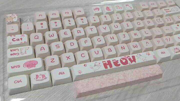 ZIFRIEND 133 Keys Mechanical Keyboard Keycaps Peach Cat XDA Profile PBT ...