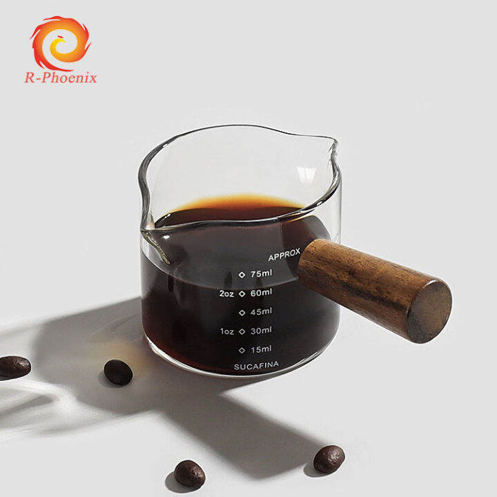 Espresso 75ml Coffee Cup Ounce Cup With Scale Wooden Handle High ...