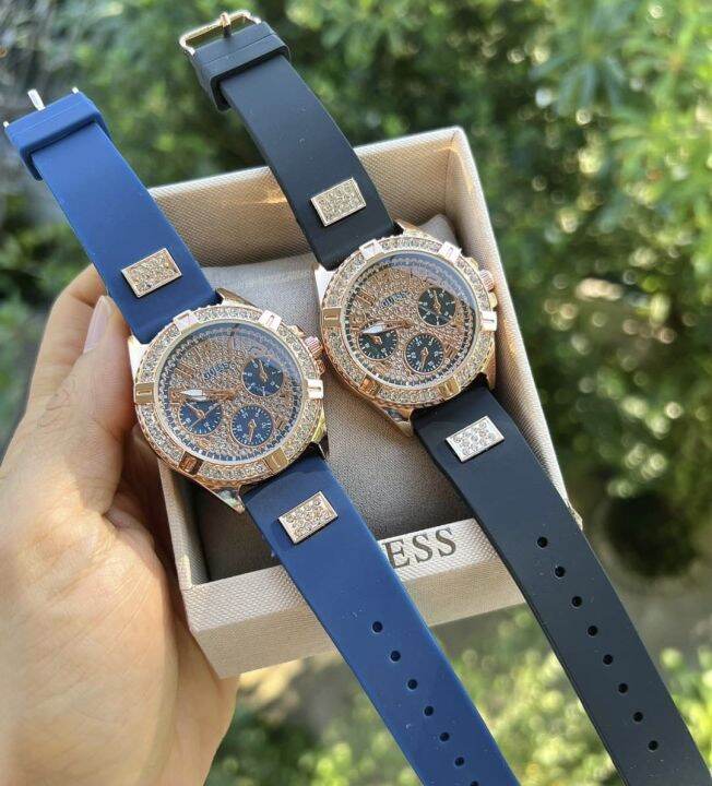 นาฬิกา Guessss Watch เกรสสายยางหน้ากลิตเตอร์ ฝาหลัง ตะขอ เหมือนแท้ ...