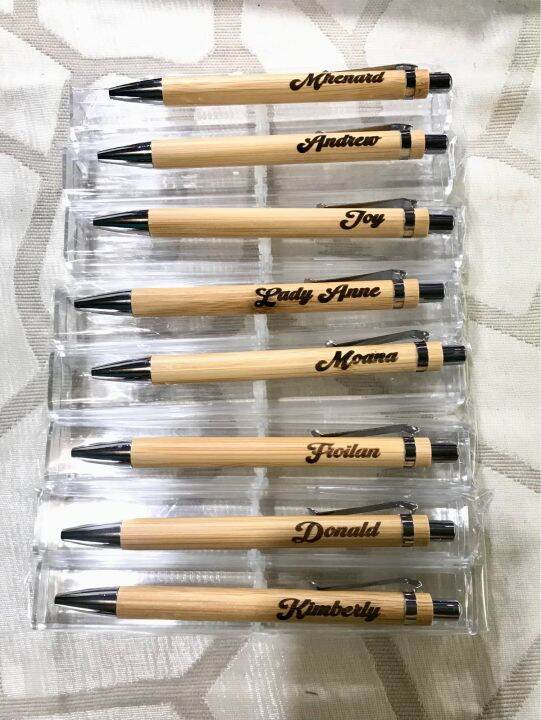 Wood Personalized Customized Engraved Wooden Bamboo Ballpen with FREE ...