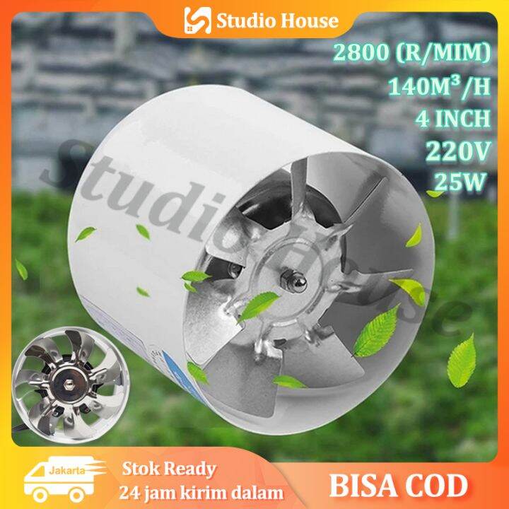 4 INCH Metal Inline Duct Fan Booster Exhaust Blower Air Cooling Vent ...