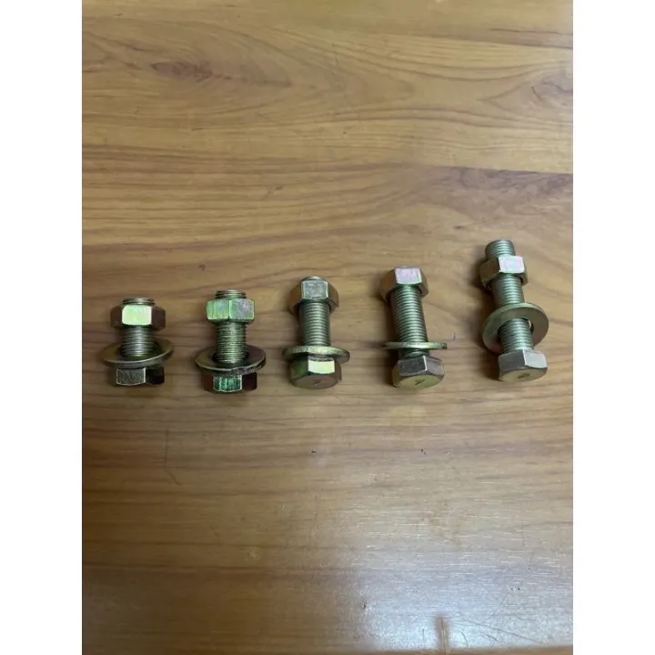 BH Gold plated Hex cap screw bolt with nut and flat washer M10(1.25p ...