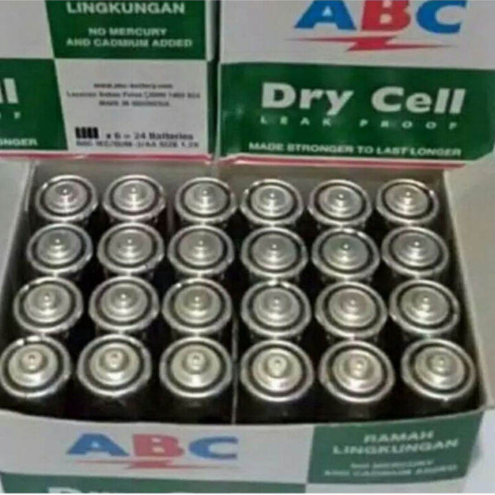 Baterai,batre,batu batre ABC hijau size AA (isi 24 pcs) dan (4pcs),batu ...