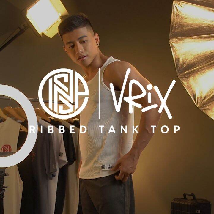 INSPI x Vrix Ribbed Sando for Men Gym Workout Outfit Mens Tanks Black White Tank Tops for Women ...