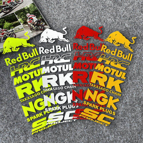 Reflective Motorcycle Sticker Laser Red Bull HR Motul RK NGK SC ...