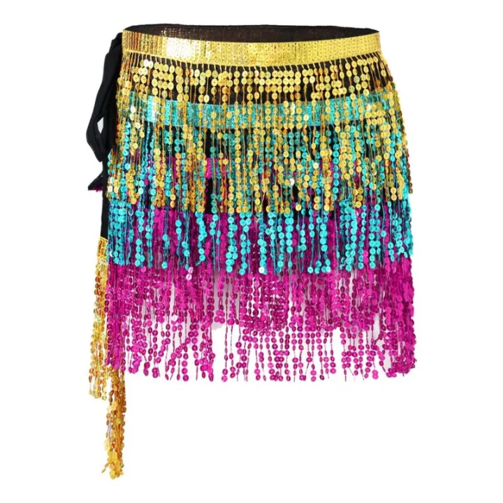 Belly Dance Hip Scarf Sabuk Belly Dance Rok Mini Pendek Bintik Sparkly