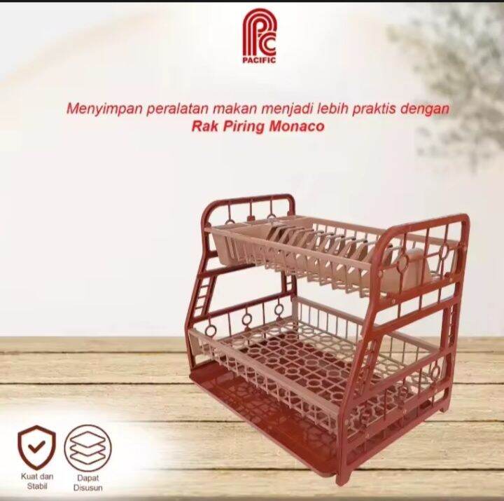 PACIFIC Rak Piring Plastik 2 Susun Monaco Dish Rack Dengan Nampan PAC ...