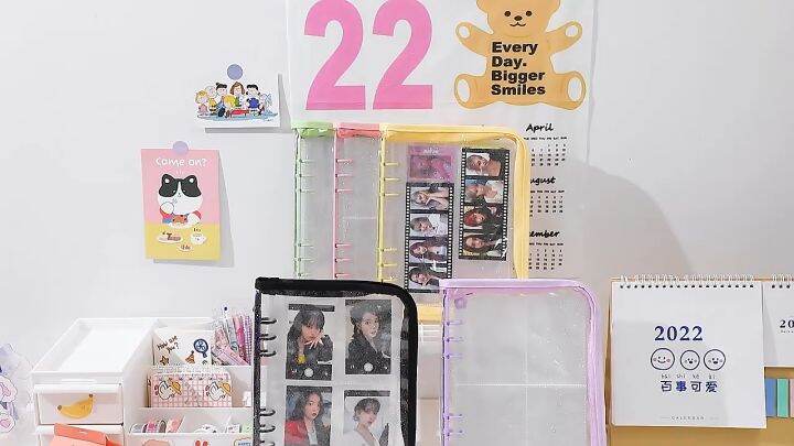 Transparent photo album A5 transparent photocard binder zipper 6-hole ...