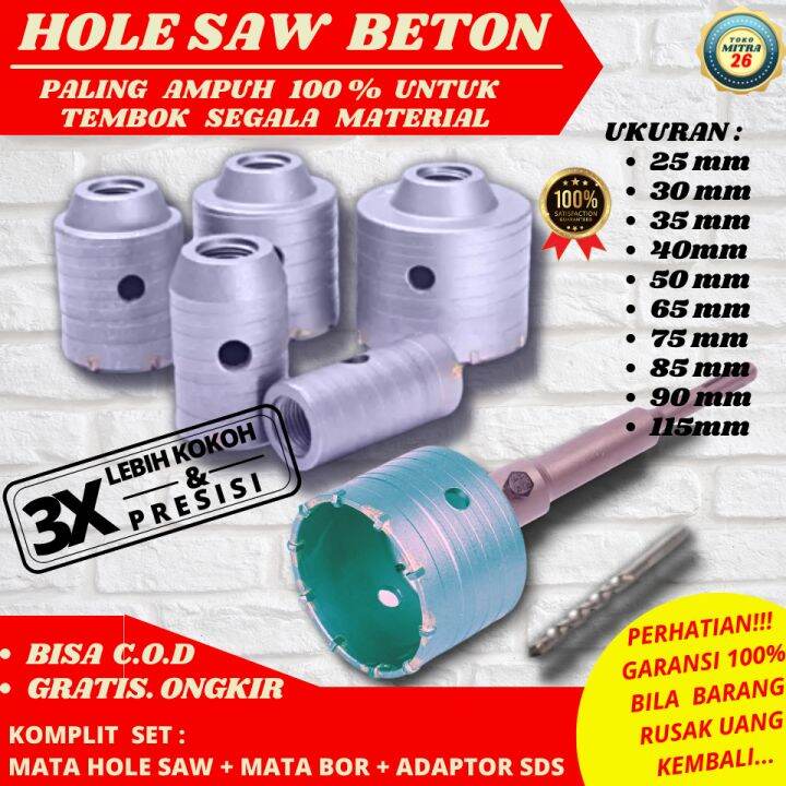 [SET] Mata Bor Hole Saw Pelubang Beton Tembok Pipa AC Perkakas Alat Pertukangan 25 30 35 40 50 ...