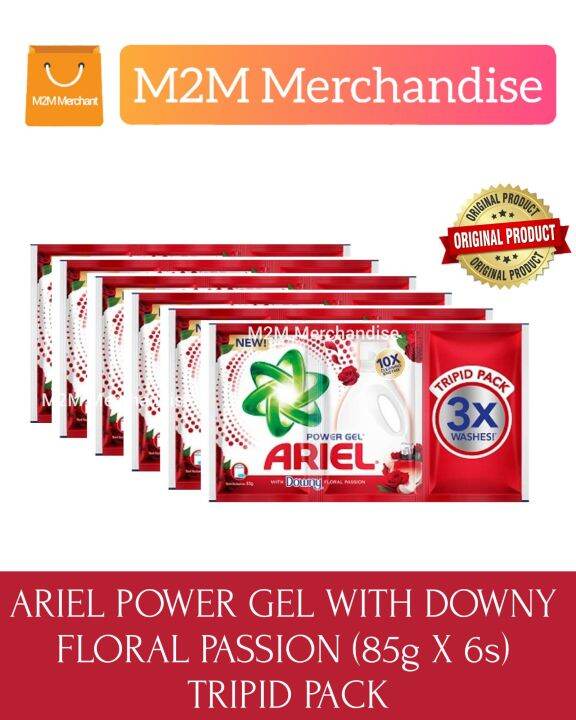 ARIEL POWER GEL WITH DOWNY FLORAL PASSION (85g X 6s) TRIPID PACK LIQUID DETERGENT | Lazada PH
