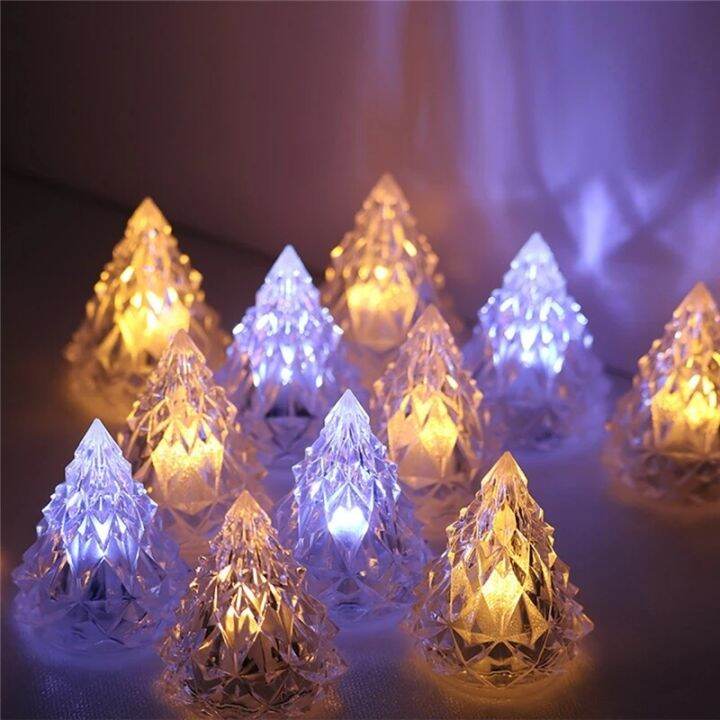 Diamond Night Light Christmas Tree LED Table Lamp Crystal Candles Light ...