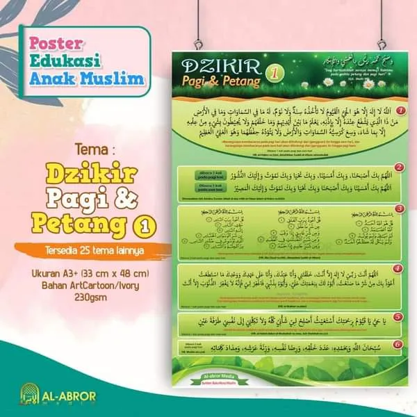 Poster dzikir pagi petang seri 1 dan 2 lengkap dzikir sesuai sunnah ...
