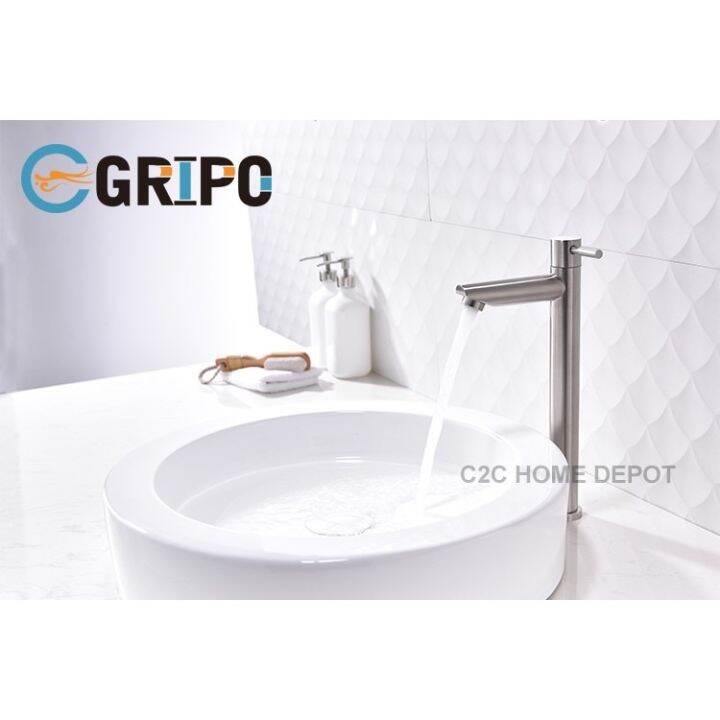 GRIPO sus304 stainless table top lavatory faucet single cold | Lazada PH