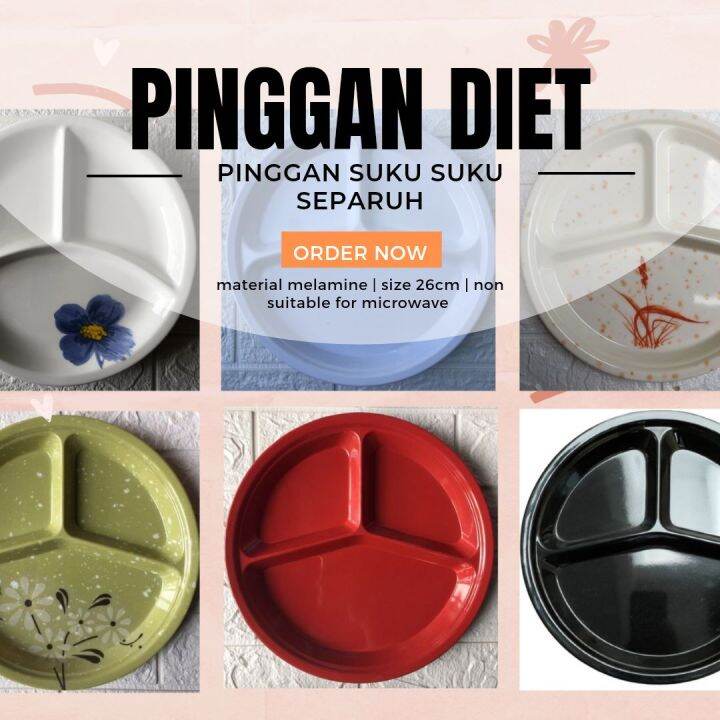 [BUY 2 FREE 1] Pinggan Suku Suku Separuh Divided Plate Portion Plate ...