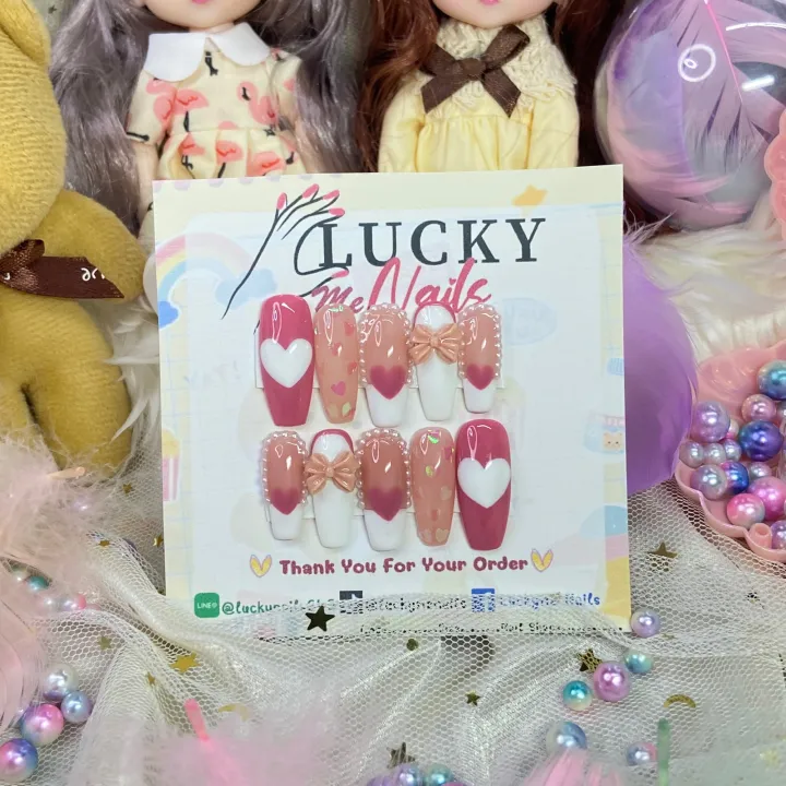 🌈LZ299🔥เล็บปลอมเจลแท้พร้อมติด ฟรีกาว+ตะไบ และของแถมสุด cute💖 | Lazada.co.th