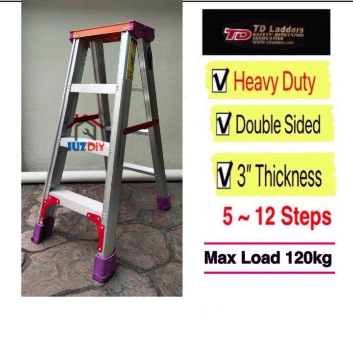 TD 3” Thickness Heavy Duty 12 Steps Double Sided Ladder | Lazada