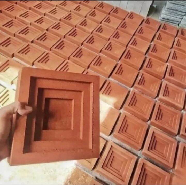 Roster beton tempel bata moziak hiasan dinding warna merah teracota ...