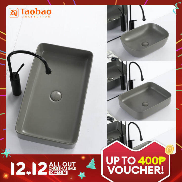 Scandinavian Table Basin Household Gray Square Wash Basin Inter ...