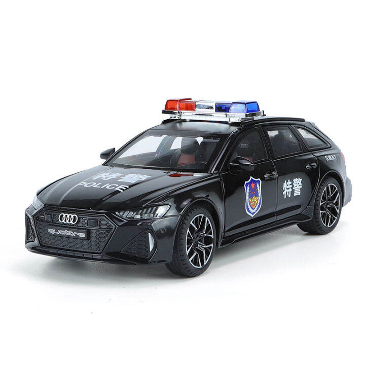 【RUM】1:24 Scale Audi RS6 Police Alloy Car Model Light & Sound Effect ...