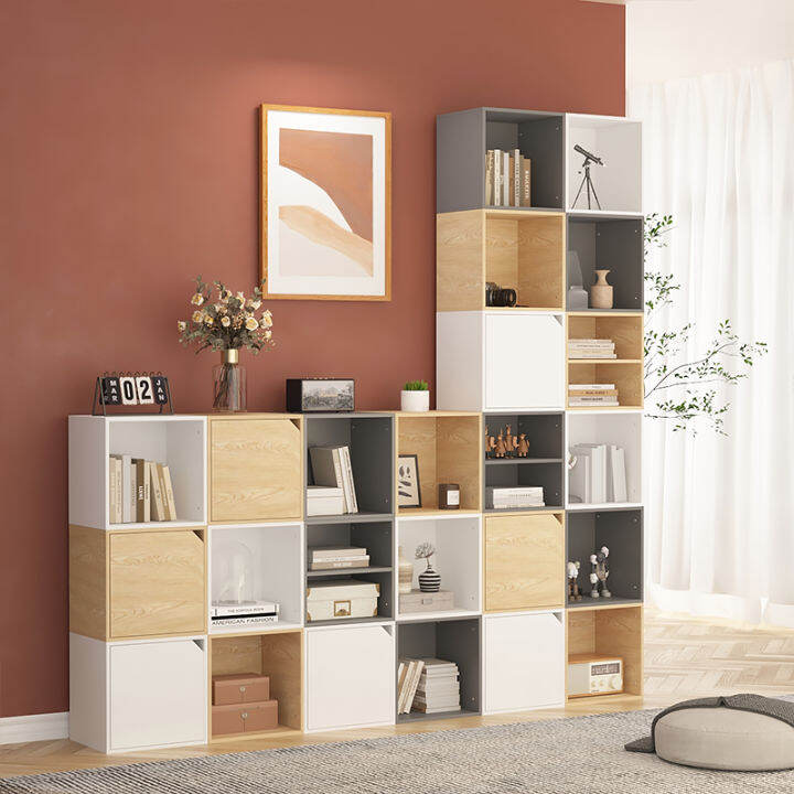 Dust-Proof Bookcase Glass Door Free Combination Grid Cabinet Simple ...
