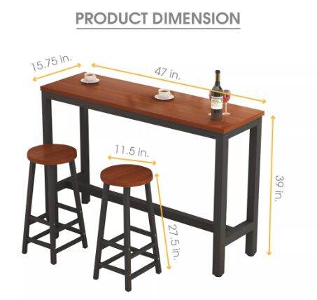 【COD】Mini Bar Table and Chairs Set 1 pc Bar Table and 2 pcs Bar Stool ...