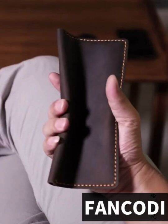 FANCODI กระเป๋าสตางค์ยาวหนังวัวแท้ 100% ทำด้วยมือหัตถกรรม WF219 LJ ...