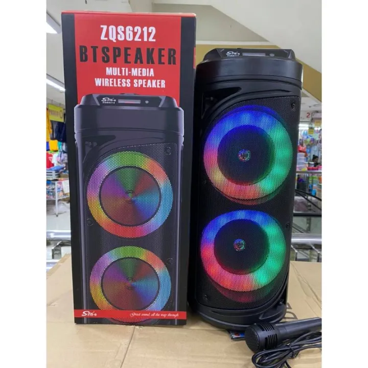 【Ready Stock】☁ZQS-6212 10Wx2 Portable Wireless Karaoke Bluetooth Speaker 6.5X2 inches with FREE ...