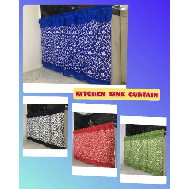 H&J KITCHEN SINK CURTAIN/ PANG LABABO / PINKY VINES DESIGN- 60 INCHES ...