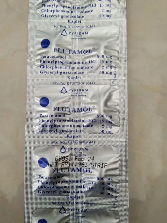flutamol kaplet( obat flu, batuk, demam, sakit kepala, pilek,) | Lazada ...