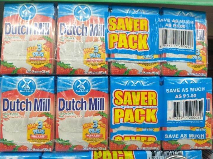 Dutch Mill Yoghurt Drink Stawberry (90ml. × 8 packs) | Lazada PH