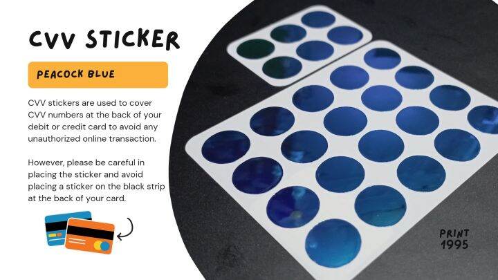CVV Sticker Anti-Theft Vinyl Sticker for Debit and Credit Card; Peacock ...
