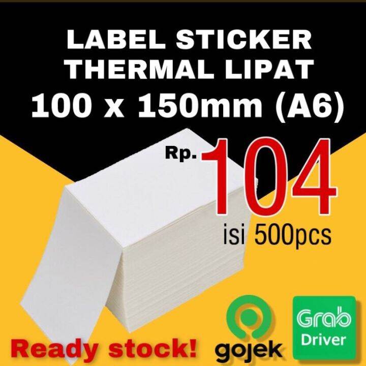 Label sticker resi thermal lipat ukuran 100x150 A6 | Lazada Indonesia