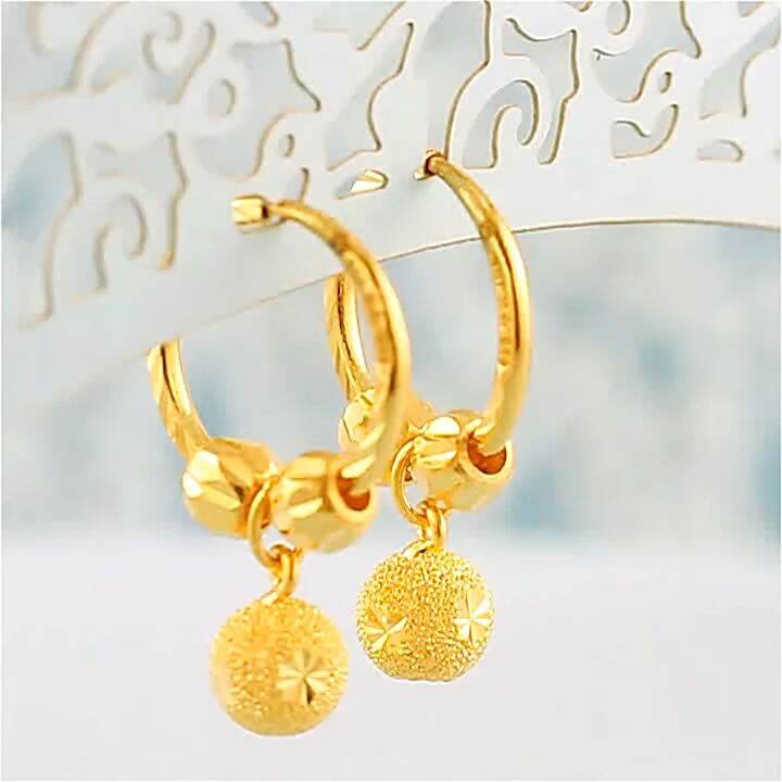 18k saudi gold earrings pawnable legit gold transshipment bead leaf ...