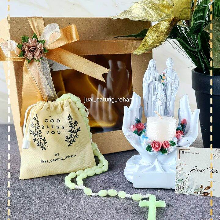 Hampers Hadiah rohani Tempat Lilin Tangan Keluarga Kudus atau Maria ...