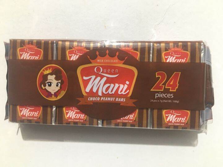 Queen Mani Choco peanut bars milk chocolate 1packx24pcs | Lazada PH