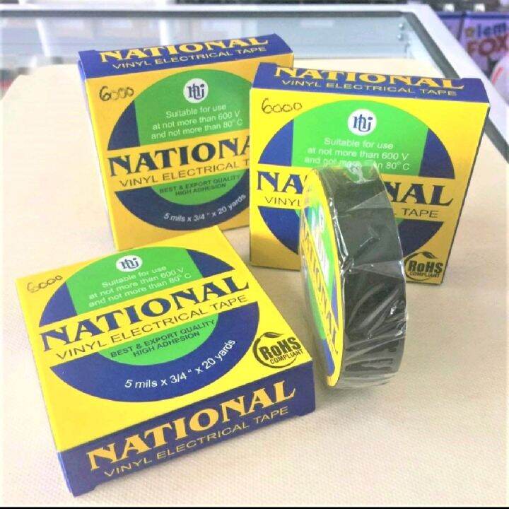 ISOLASI LISTRIK PVC VINYL HITAM NATIONAL / ISOLASI KABEL LISTRIK 20 ...