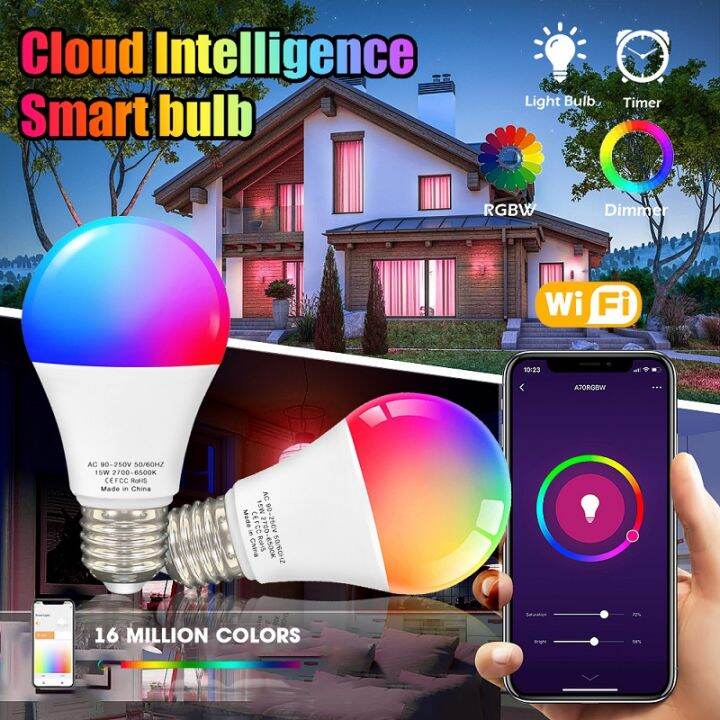 【Philippines Stock】15W/9W TUYA WiFi Smart bulb E27 RGBCW LED Light Bulb ...