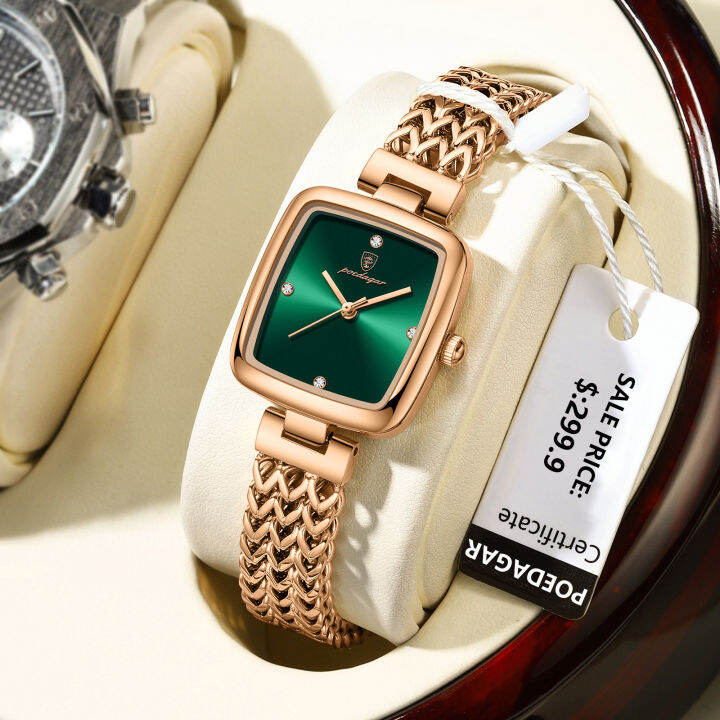 POEDAGAR Women Watches Casual Square Ladies Watch Rose Gold Girl's ...