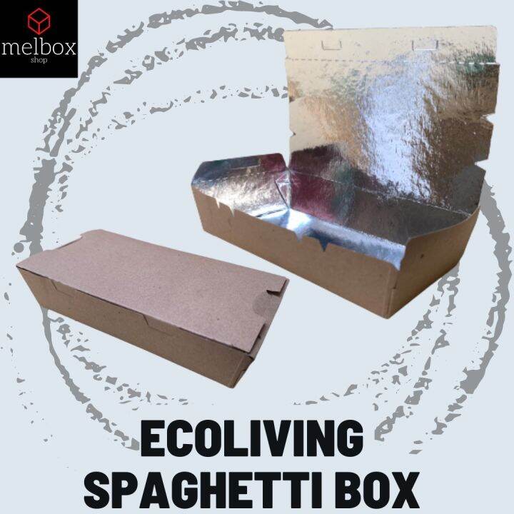 [50 pcs] ECOLIVING Spaghetti Take Out Meal Box Silver Laminated | Lazada PH