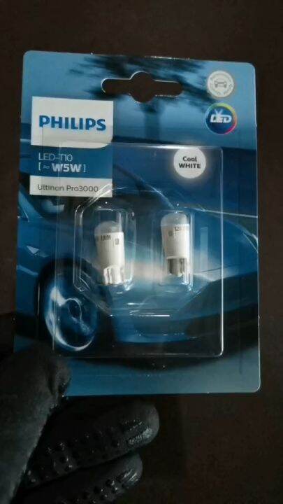 PHILIPS LED ขั้ว T10 W5W หลอดไฟหรี่ ไฟส่องป้ายทะเบียน LED PHILIPS ULTINON PRO 3000 COOL แสงสีขาว ...