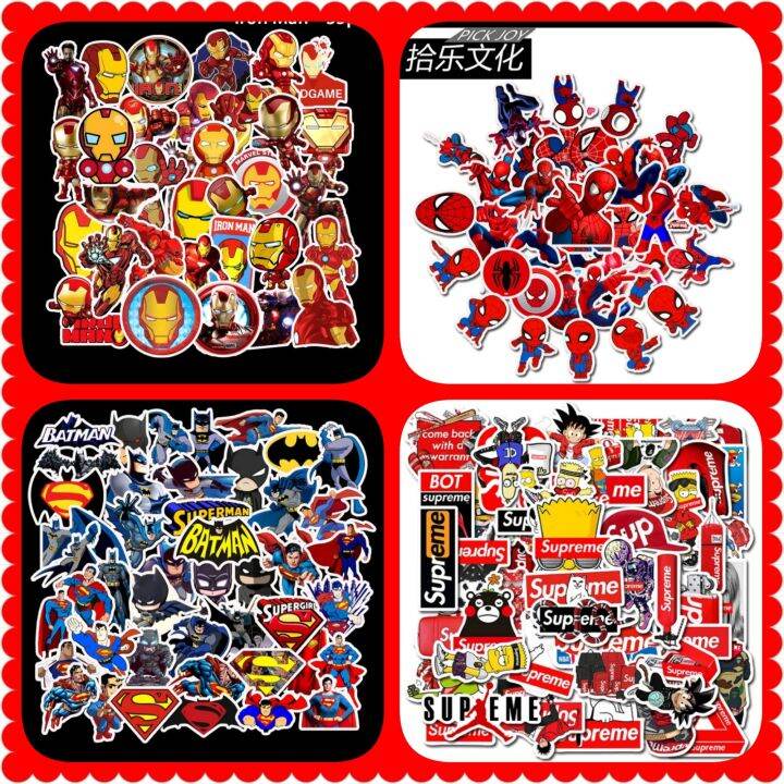 Sticker 15pcs (Random) IronMan/SpiderMan/Batman@Superman/Supreme | Lazada