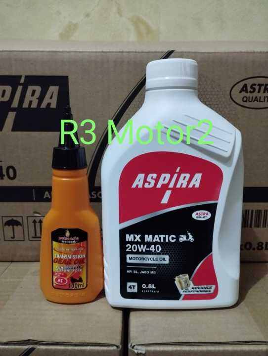 Paket Oli Aspira MX Matic 20W/40 0.8L plus Oli Gardan 100ml Petroasia Astra Otoparts utk motor ...