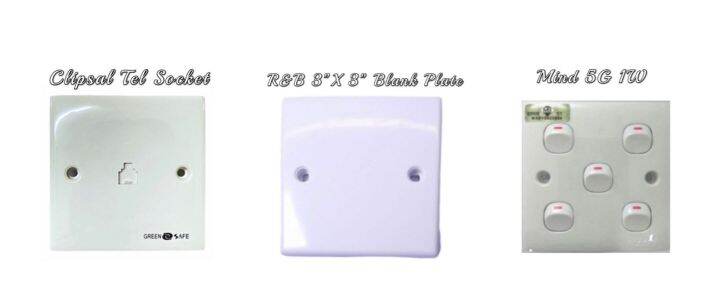 READY STOCK!!! R&B 3”X 3” Blank Plate / Clipsal Tel Socket / Mind 5G 1W ...