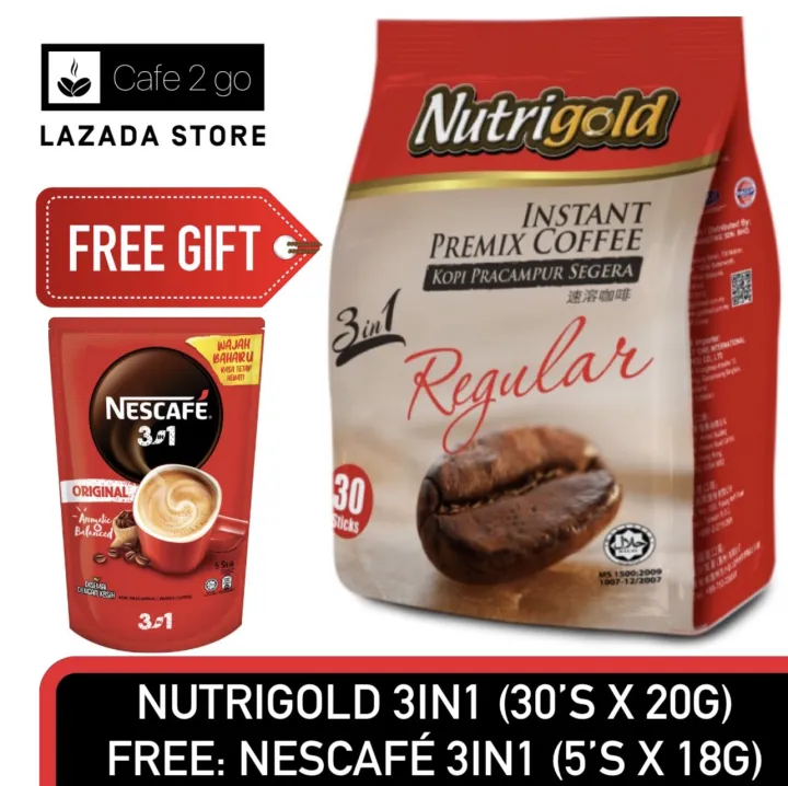 NutriGold 3in1 instant coffee (30’s x 20g) FREE Nescafé 3in1 (5’s x 18g ...