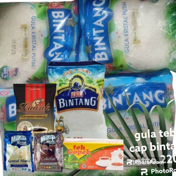 GULA PASIR cap bintang kemasan 220gr/100%gula tebu murni | Lazada Indonesia