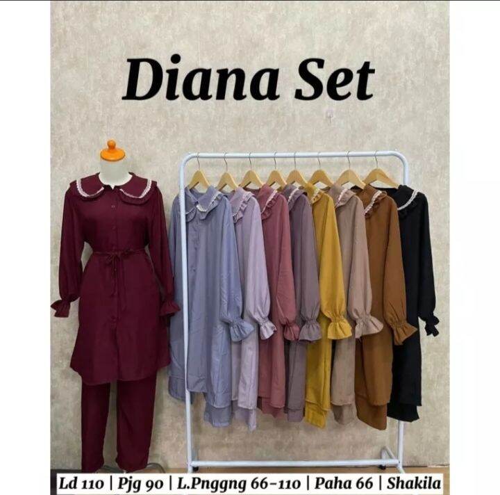 DIANA SET CRINCLE KERAH RENDA SET WANITA SET DEWASA SET JUMBO SET ...