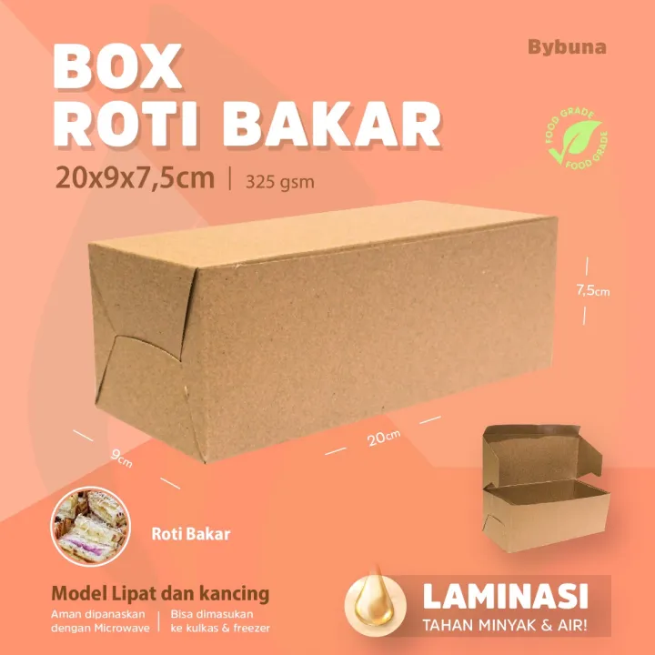BOX ROTI BAKAR ( PAKET 1kg ISI 35Pcs ) KRAFT LAMINASI KOTAK ROTI BAKAR ...