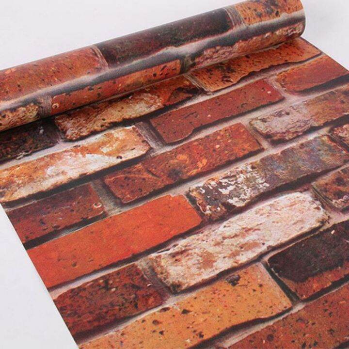 PVC FULL LEM PEREKAT WALLPAPER STICKER DINDING Batu Bata Gosong Elegan ...