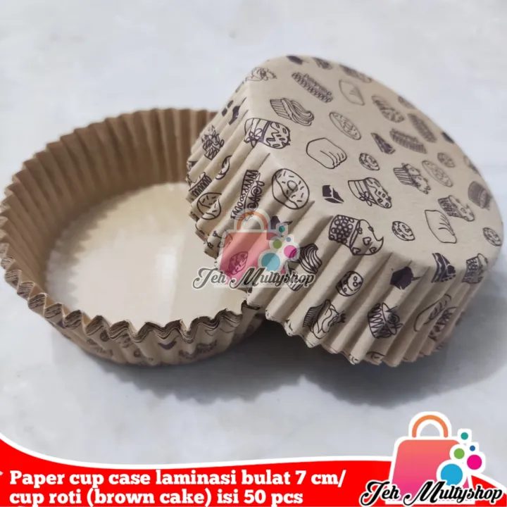Paper cup case laminasi bulat 7 cm/ cup roti (brown cake) isi 50 pcs ...